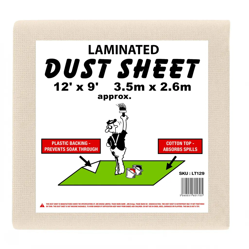 Plastic Backed Dust Sheets Pack of 3 – 12x9ft Waterproof – JMS Bridge